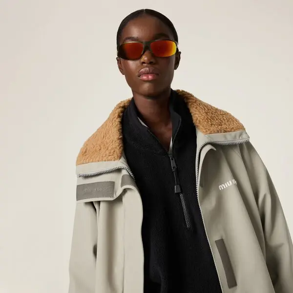 Miu Miu Cordura Blouson Jacket - Steel Gray | Editorialist